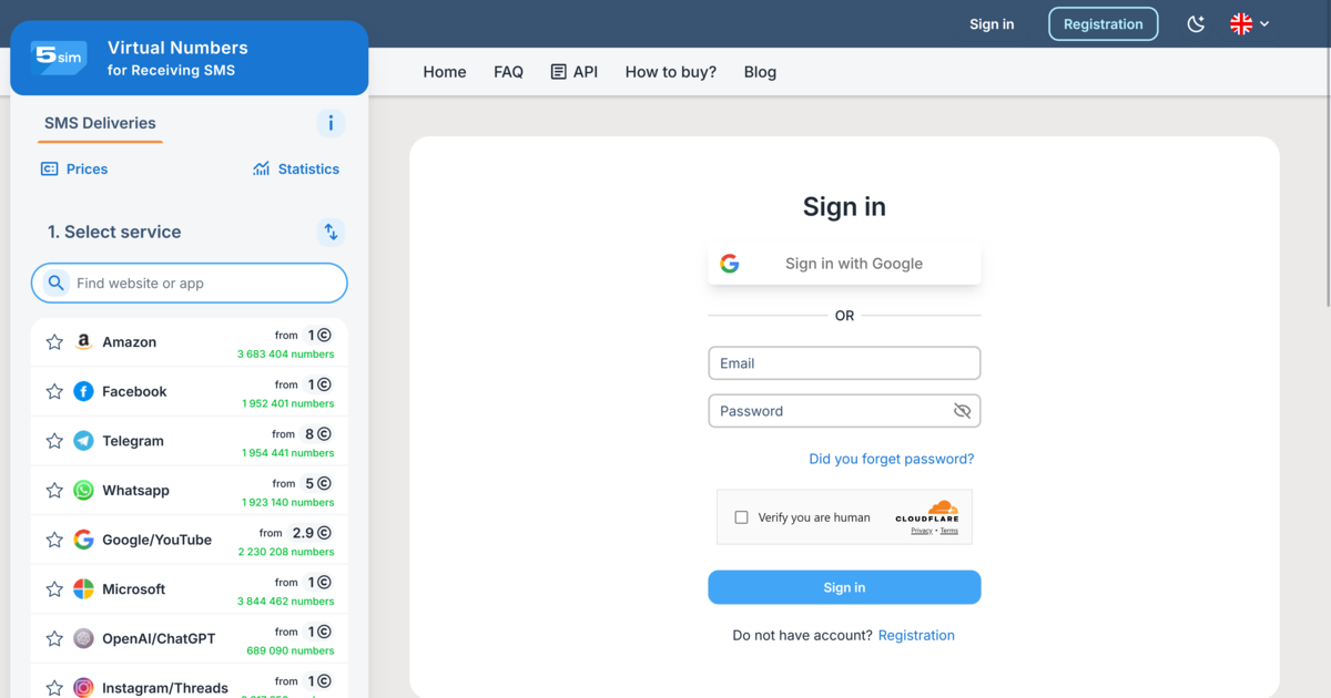 Sign In to 5SIM – Access Your Account